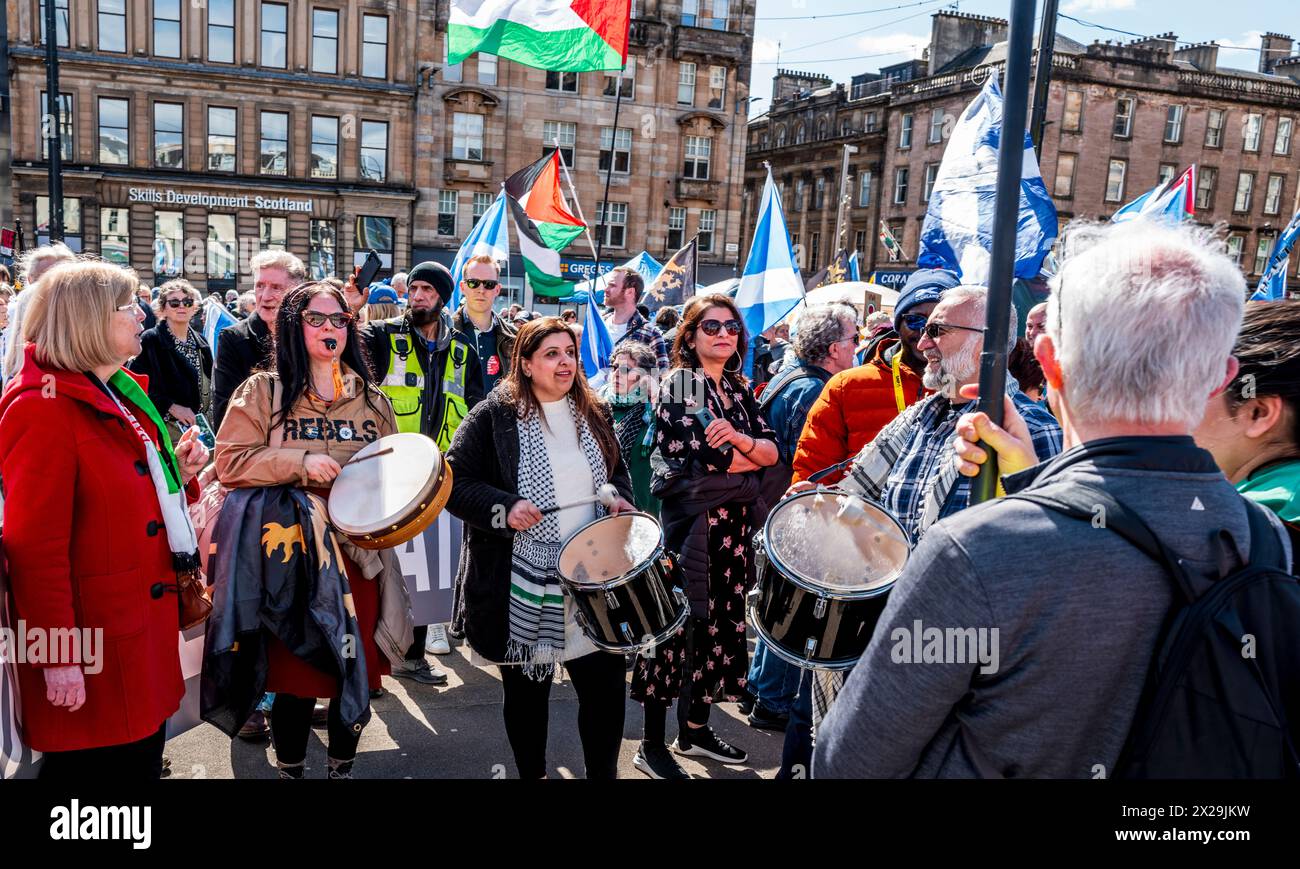 Support for Palestine demonstration in George Square, Glasgow on April ...