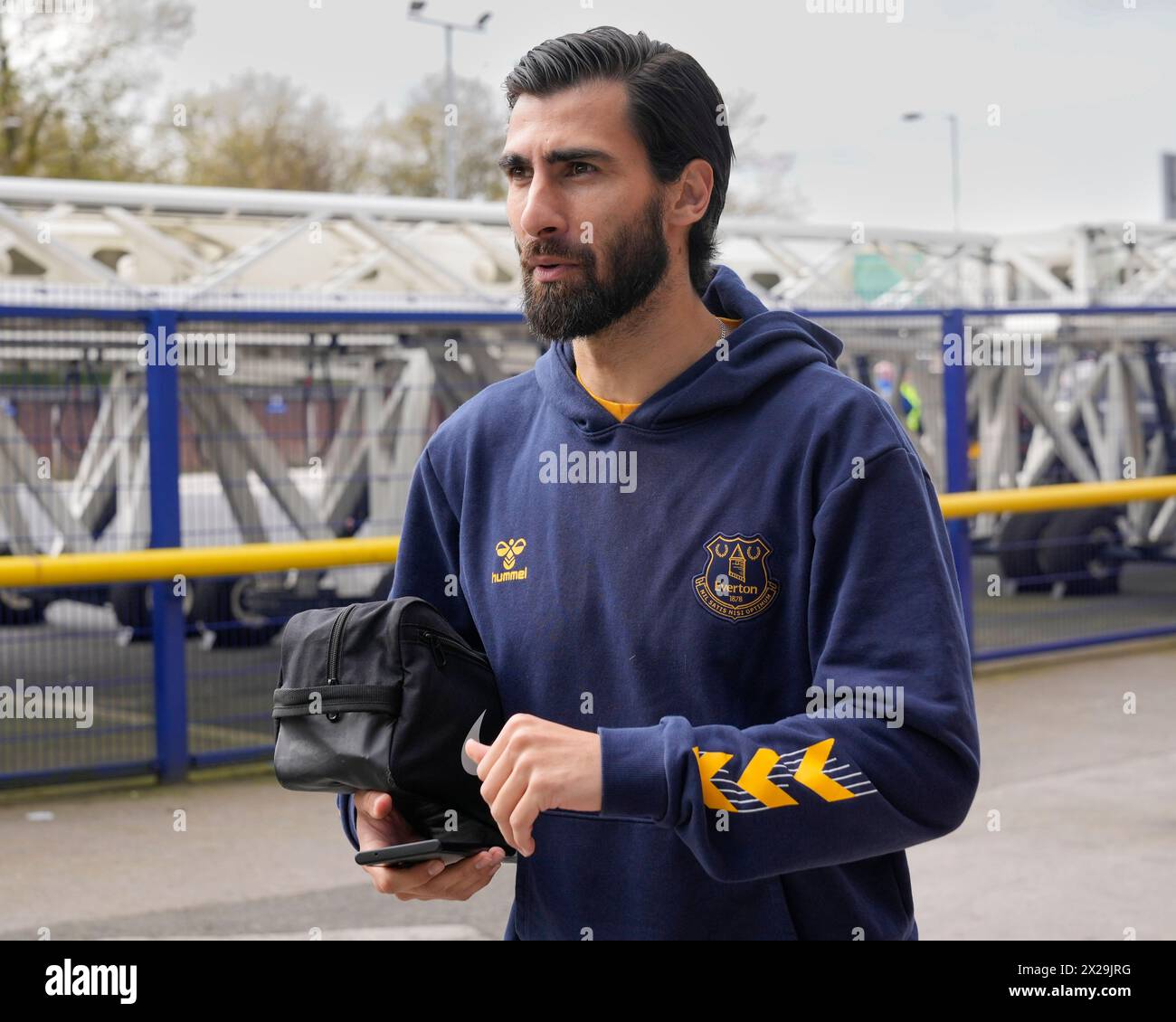 Andre Gomes of Everton arrives at the stadium before the Premier League ...