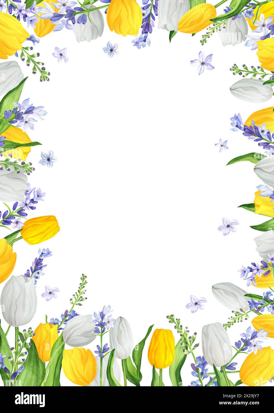 Hand-drawn watercolor illustration. Rectangular frame with colorful ...