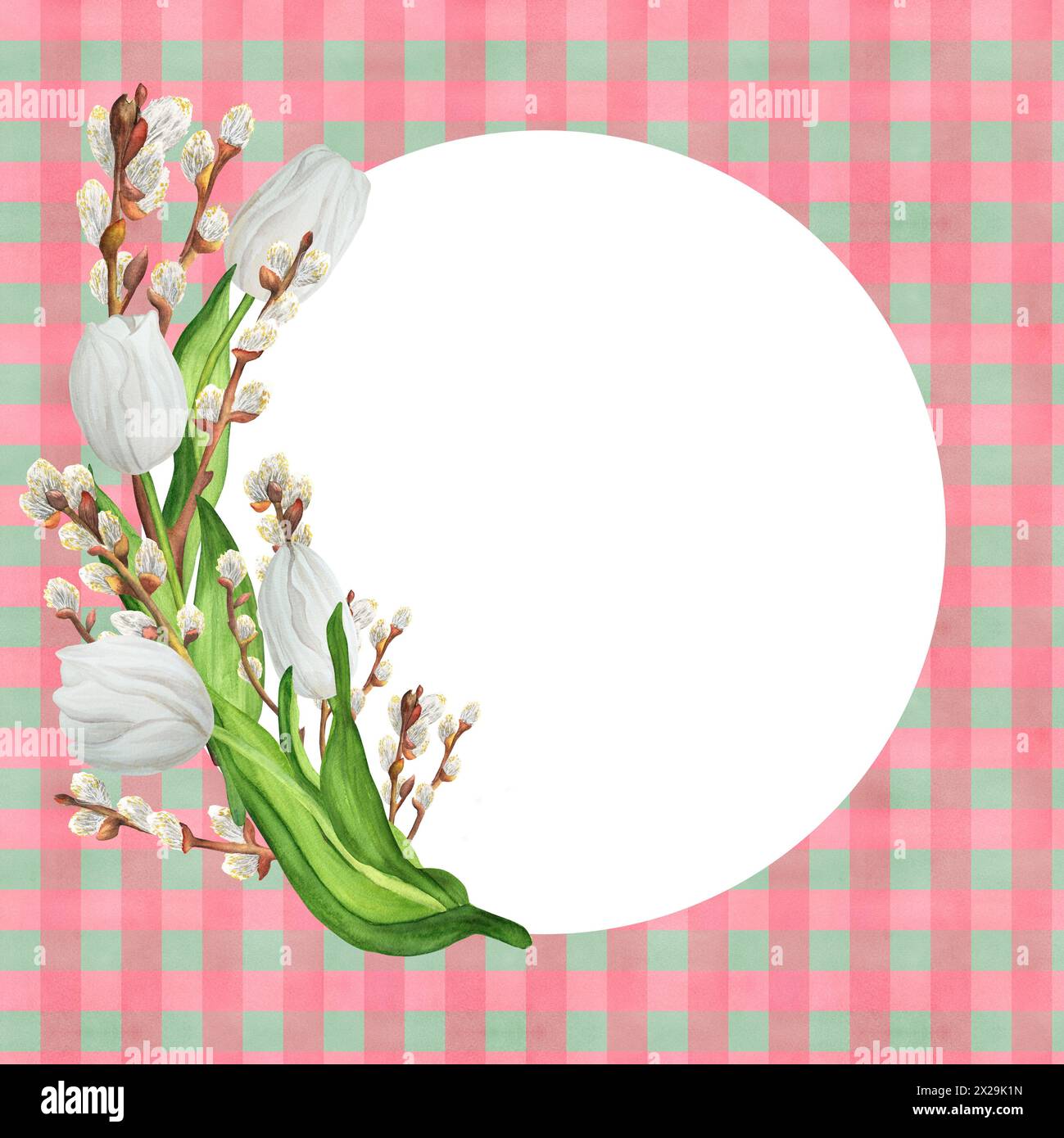 Hand-drawn watercolor illustration. Checkered seamless pattern and ...