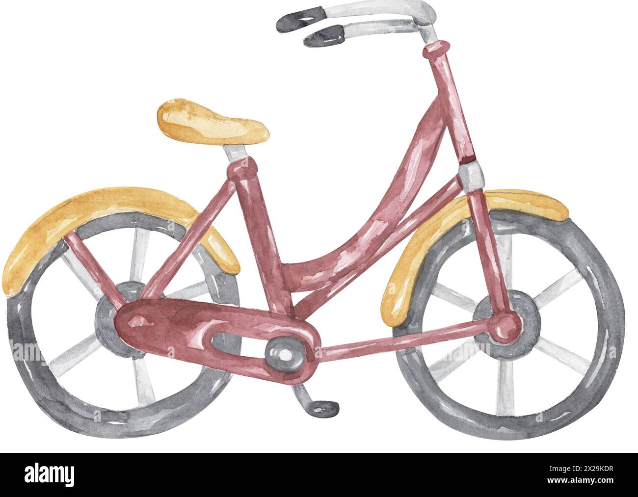 Watercolor bicycle illustration, transport clipart, transportation clip ...
