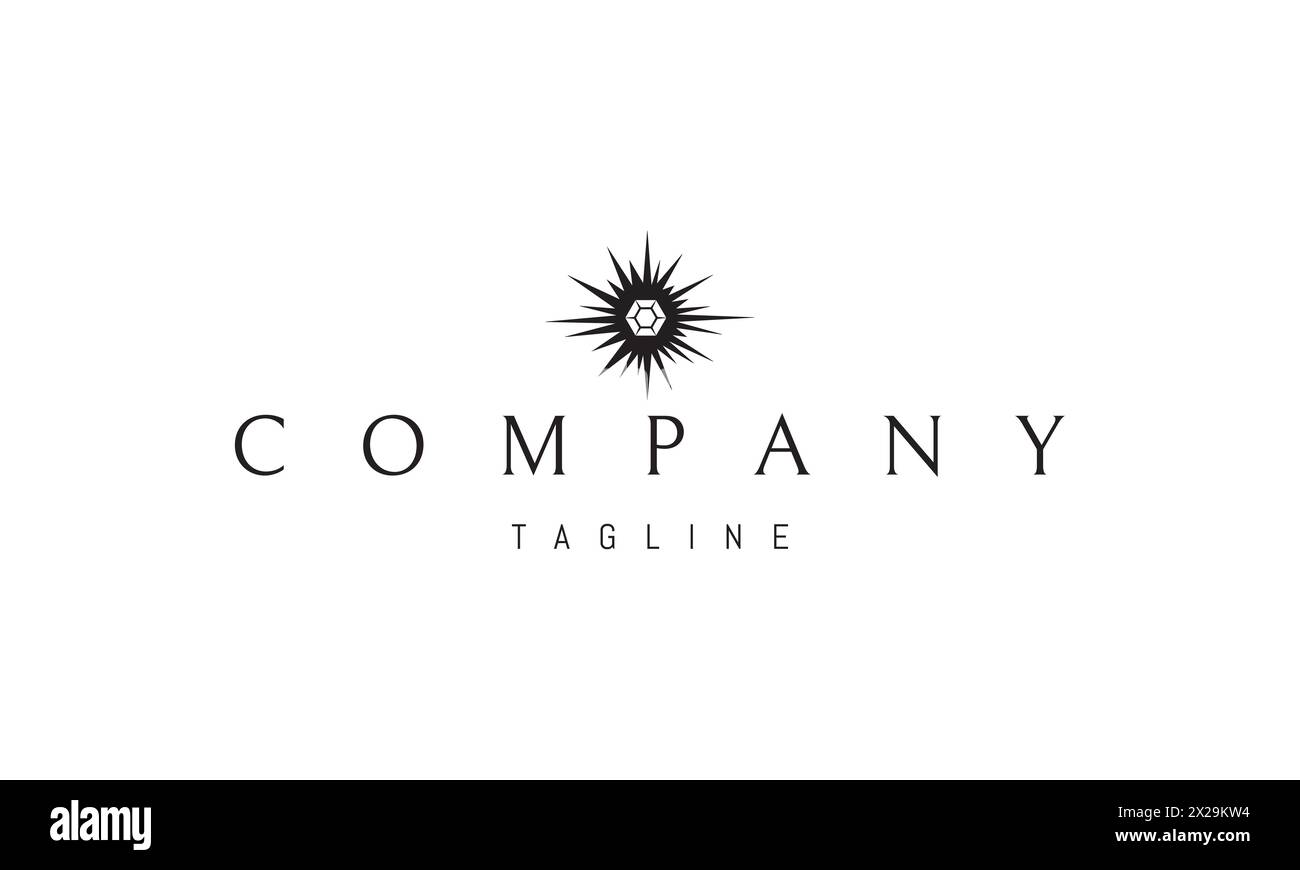 A vector logo with an abstract image of the sun with a shining diamond ...