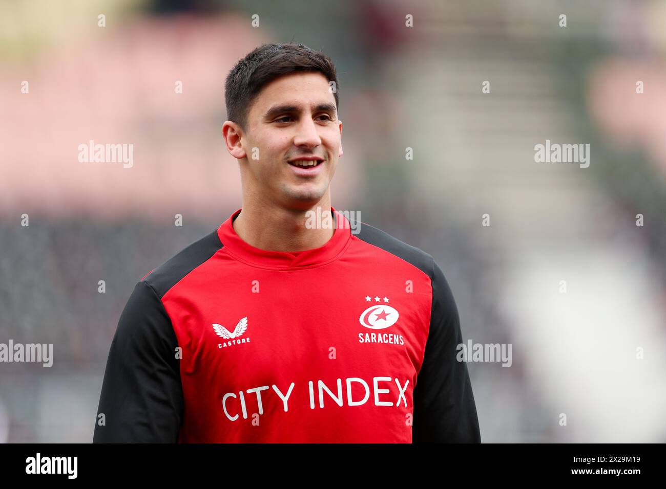 Saracens's Lucio Cinti ahead of during the Gallagher Premiership match ...