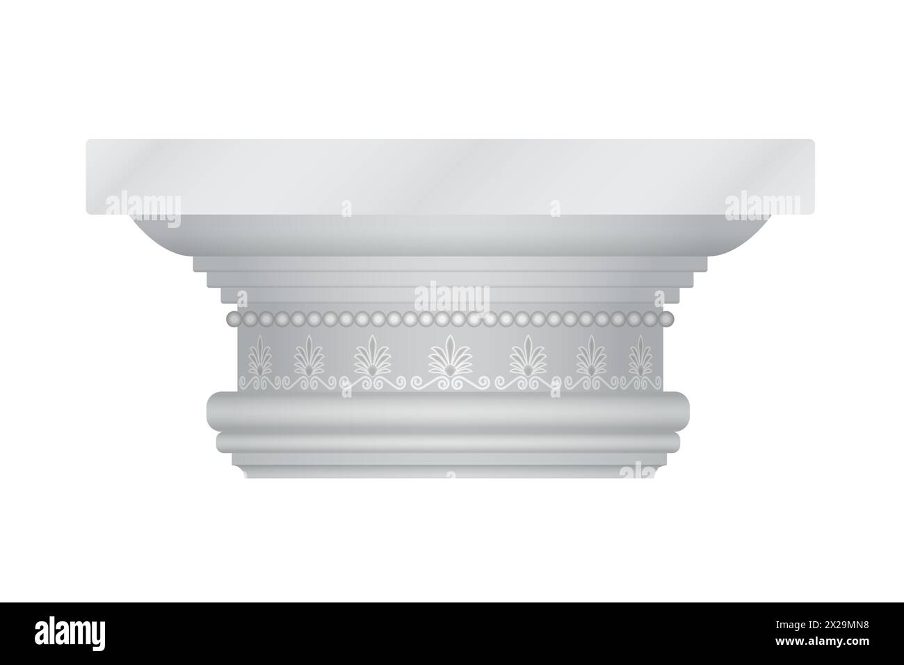 Top of Greek ancient column, 3D realistic Doric order chapiter vector ...