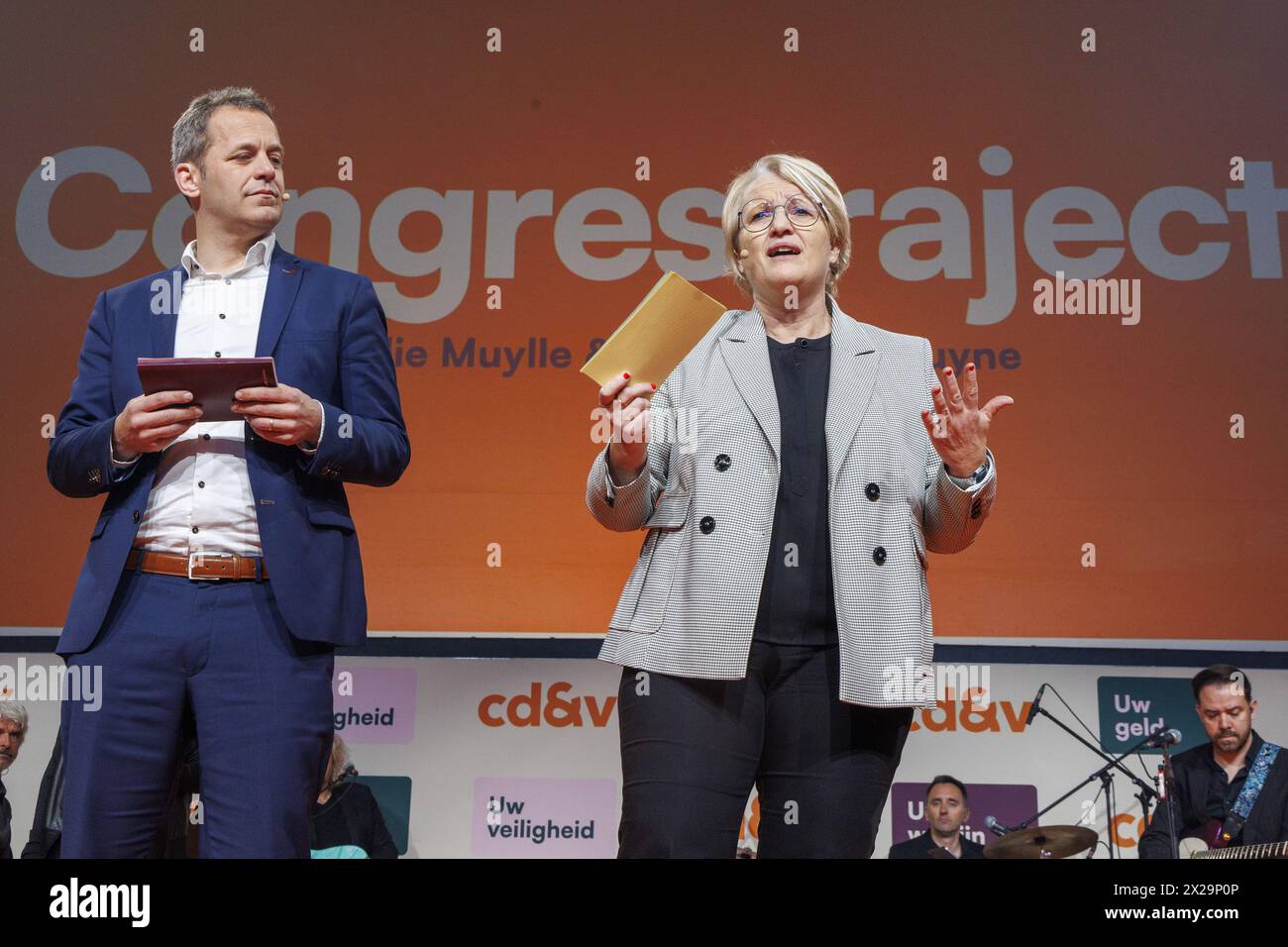 Mechelen, Belgium. 21st Apr, 2024. CD&V's Robrecht Bothuyne and CD&V's ...