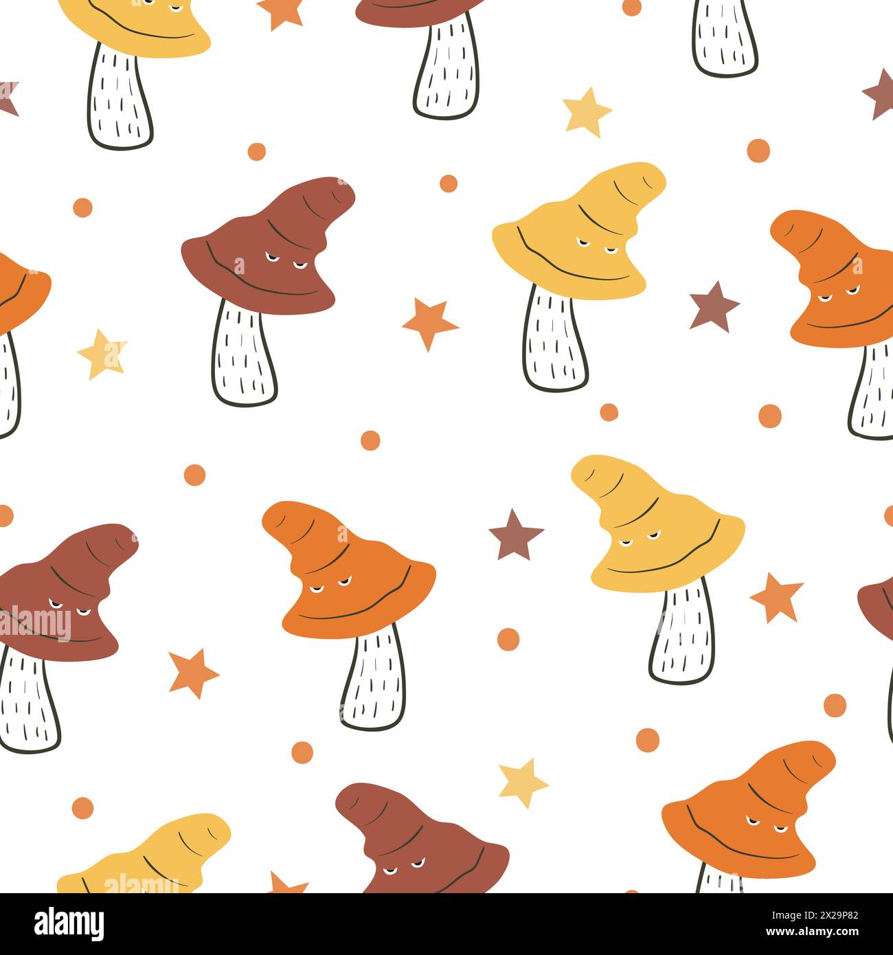 Cute mushrooms with eyes seamless pattern. Funny print Stock Vector ...