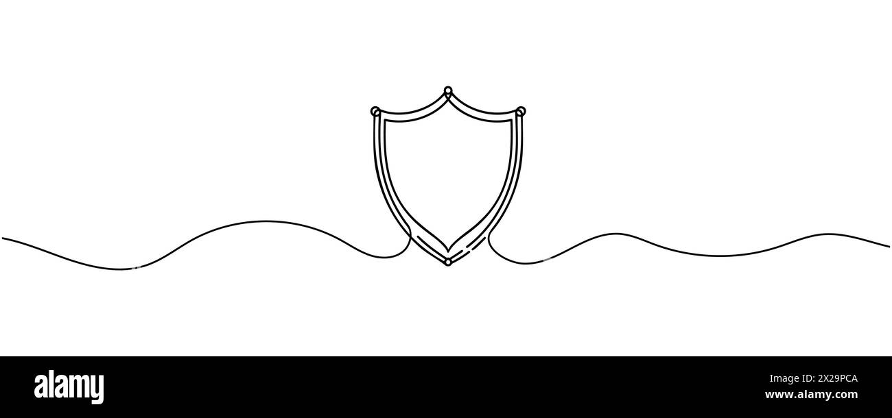 Continuous line drawing of shield. One line drawing background. Vector ...