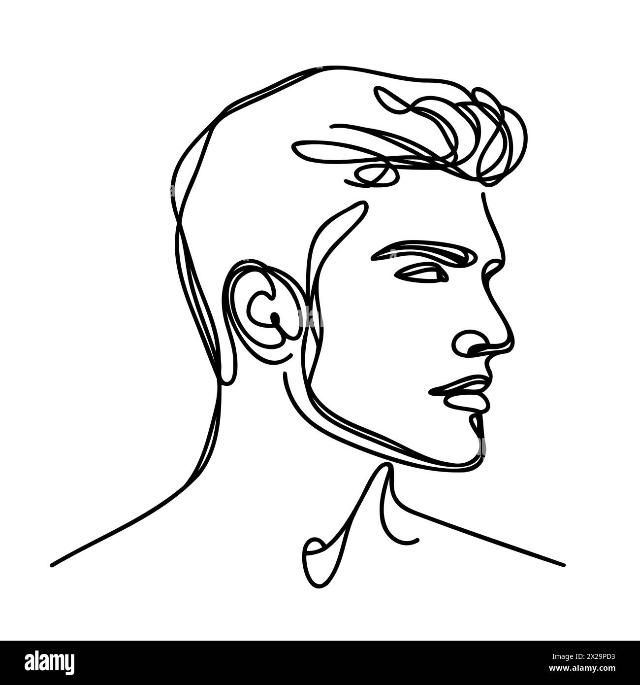 Continuous one line, drawing of man's face, fashion minimalist concept ...