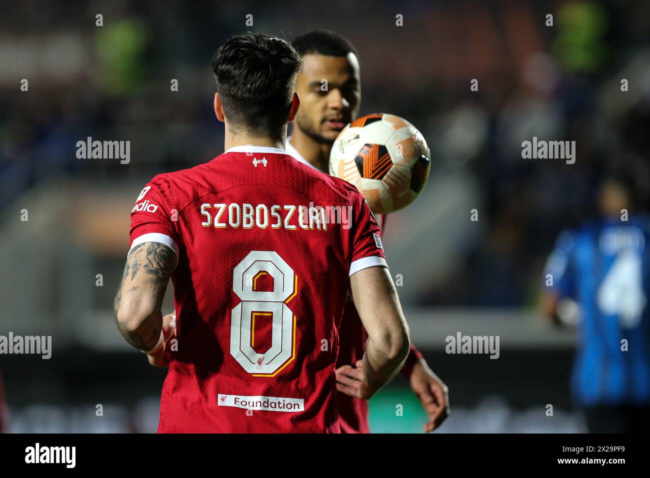 Bergamo, Italy, 18st April, 2024. Dominik Szoboszlai during the match ...