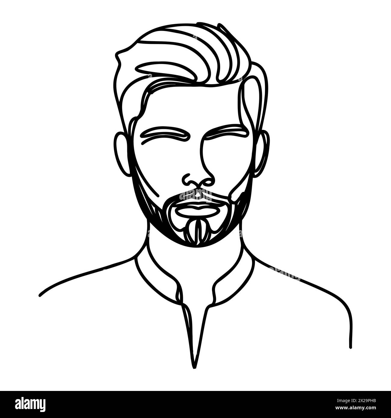 Continuous one line, drawing of man's face, fashion minimalist concept ...