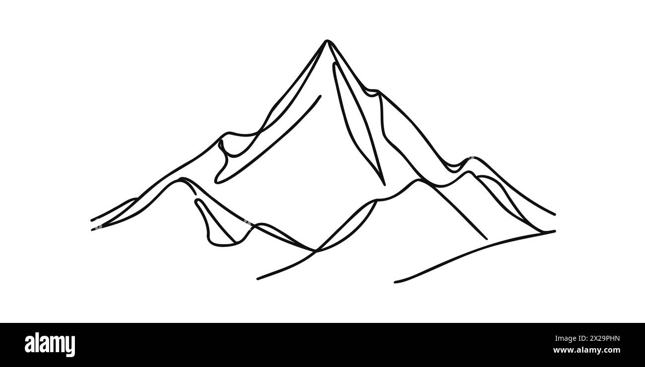 One continuous line drawing of mountain. vector illustration Stock ...