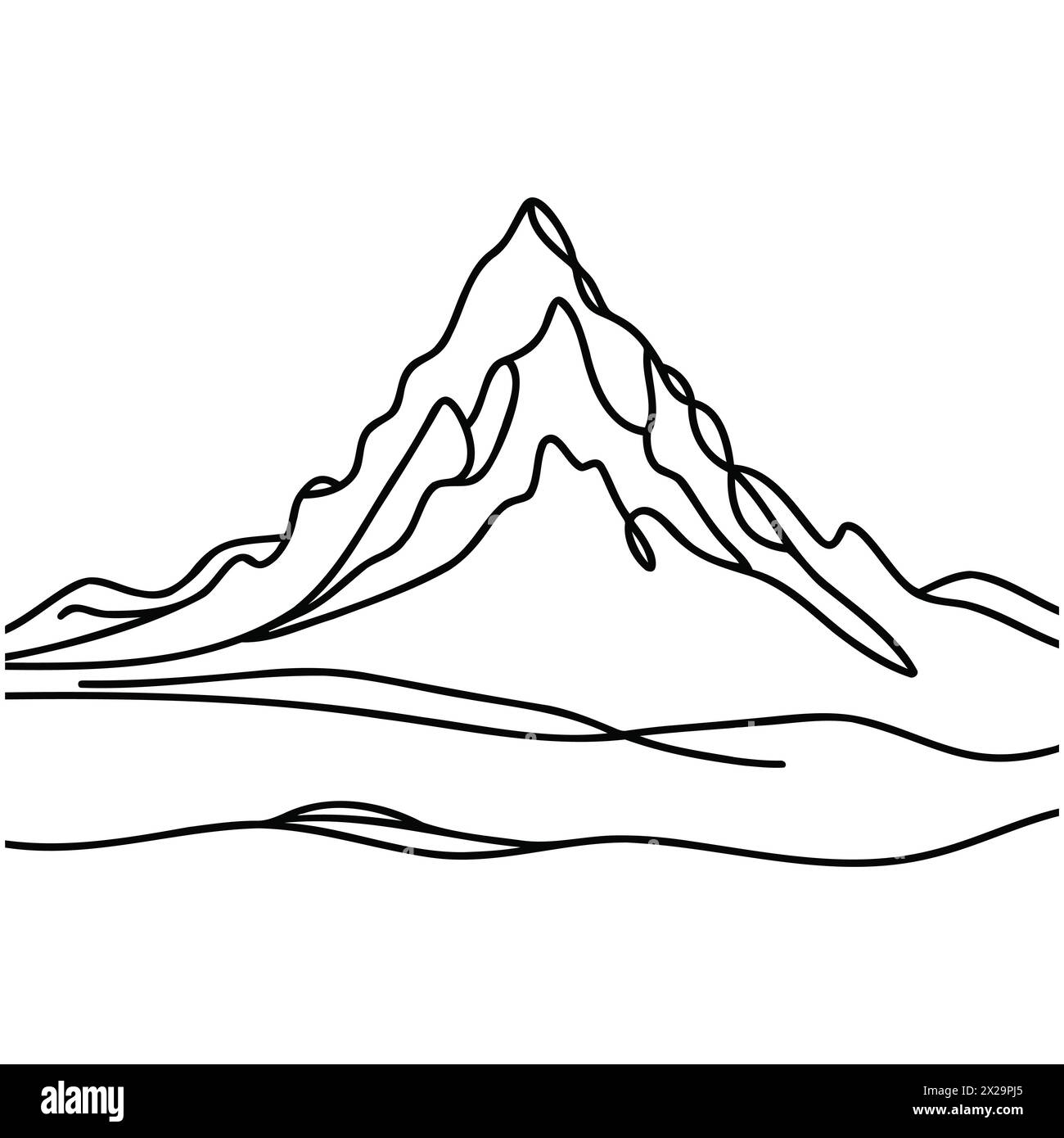 One continuous line drawing of mountain. vector illustration Stock ...