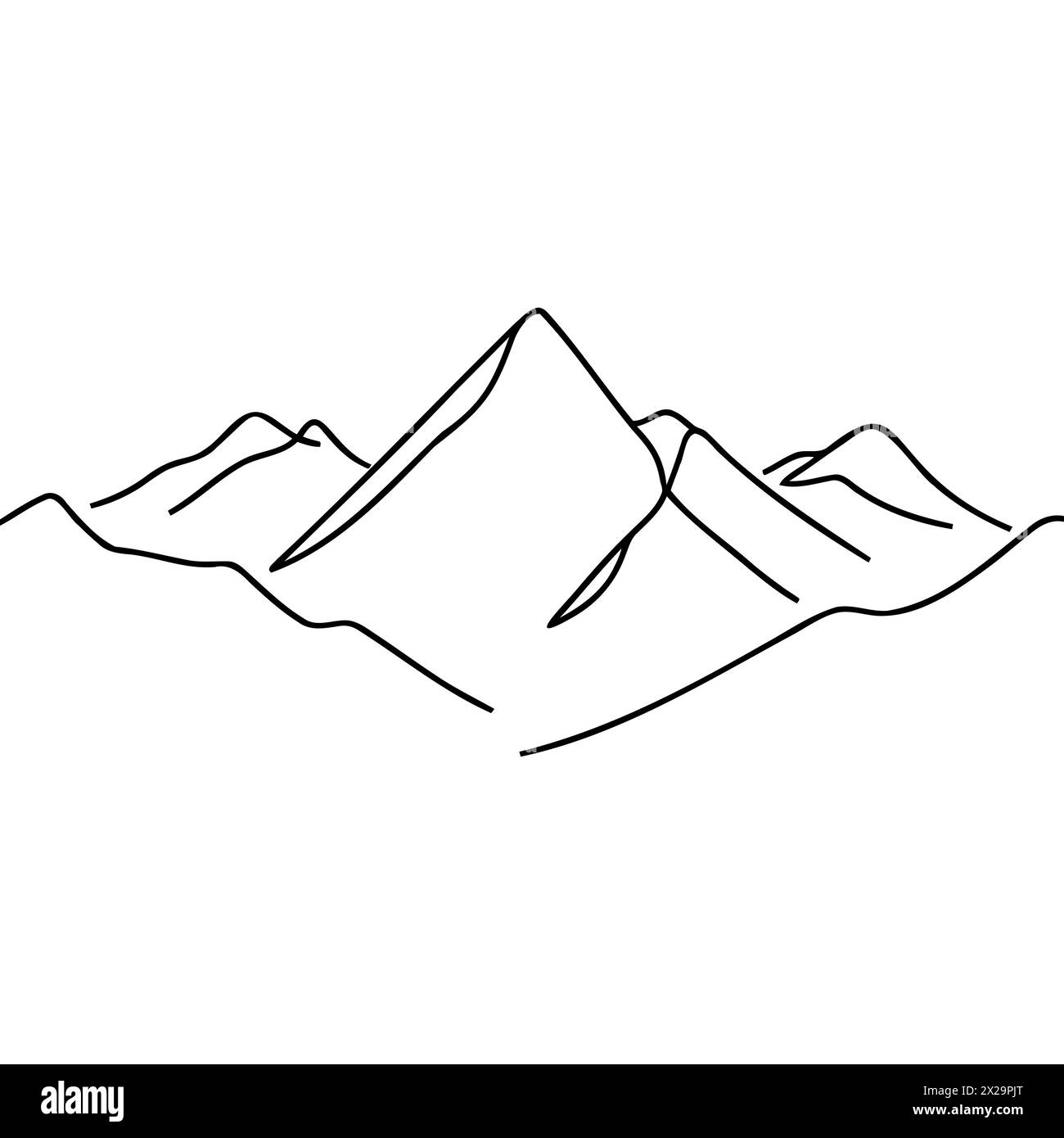 One continuous line drawing of mountain. vector illustration Stock ...