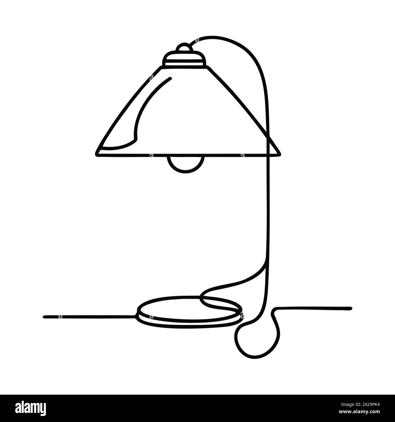 Continuous one line drawing. Lamp on the table. Vector illustration ...