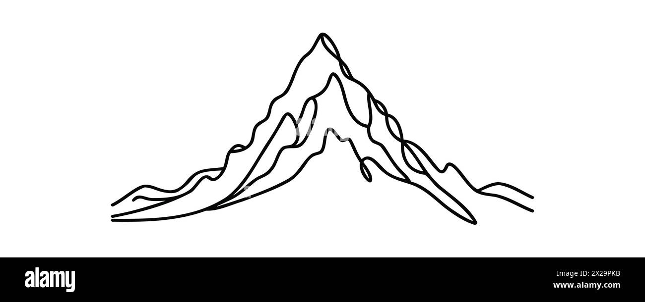 One continuous line drawing of mountain. vector illustration Stock ...