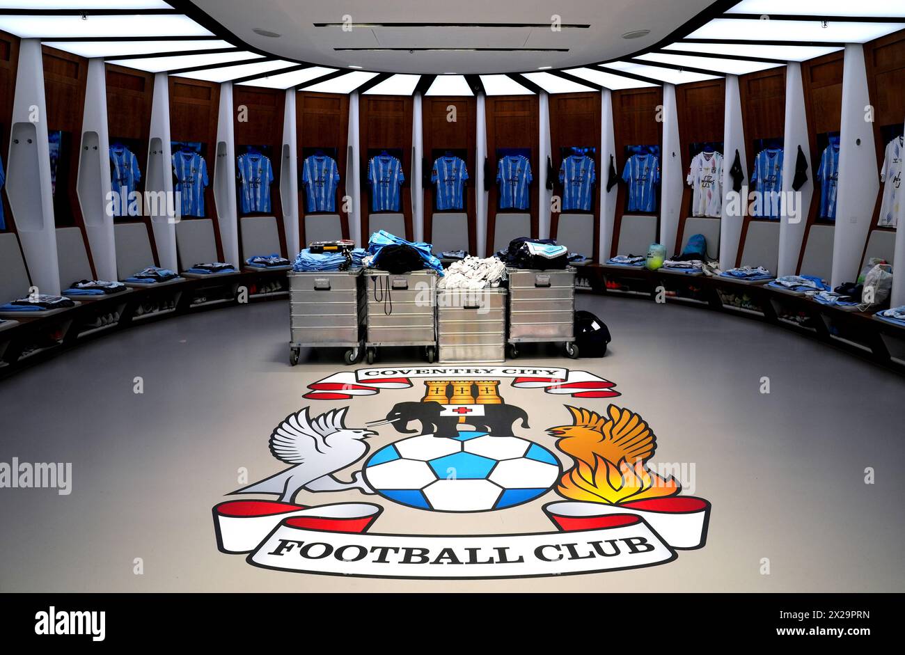 A general view of the Coventry City dressing room ahead of the Emirates ...