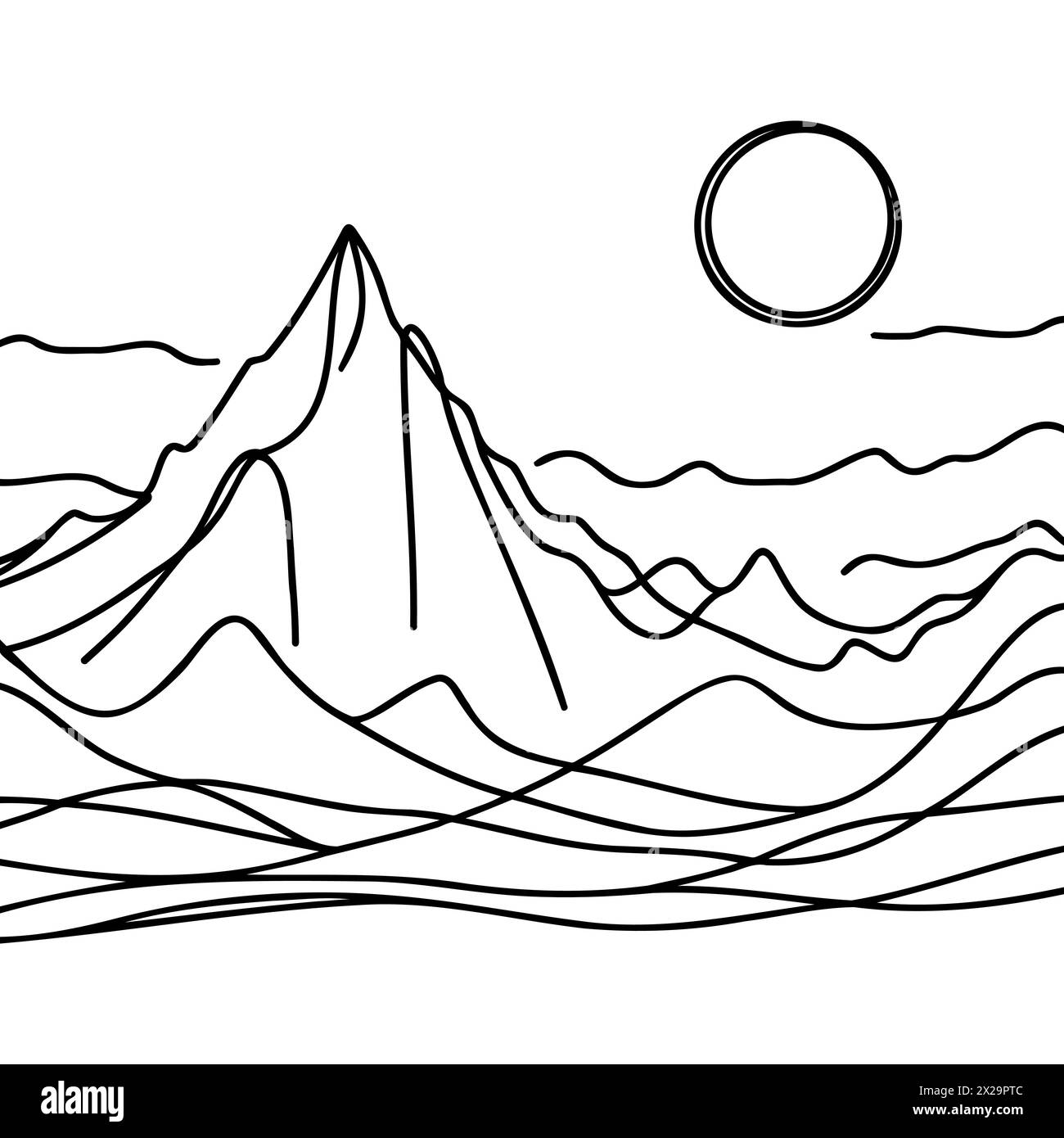 One continuous line drawing of mountain. vector illustration Stock ...