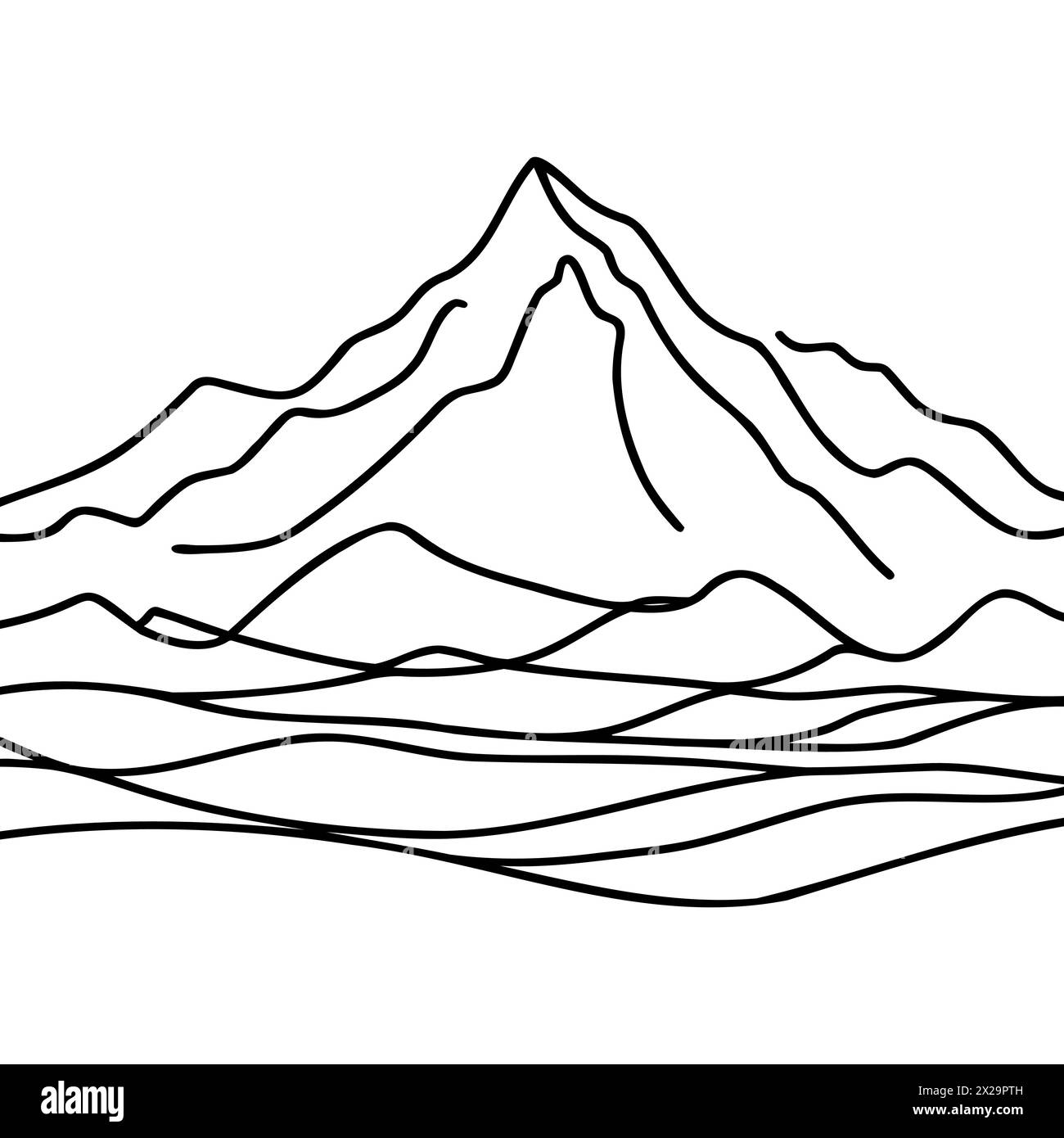 One continuous line drawing of mountain. vector illustration Stock ...