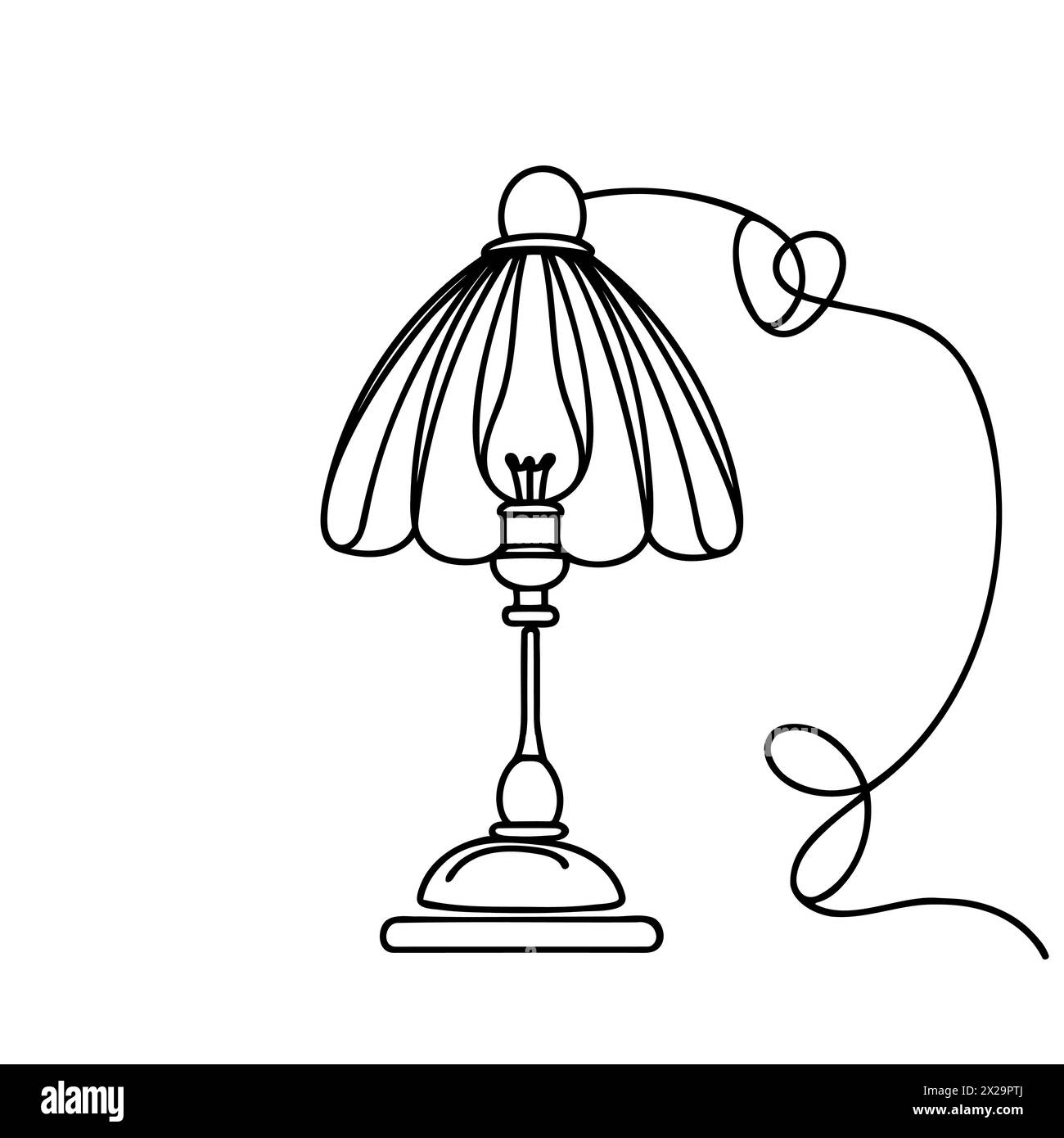 Continuous one line drawing. Lamp on the table. Vector illustration ...
