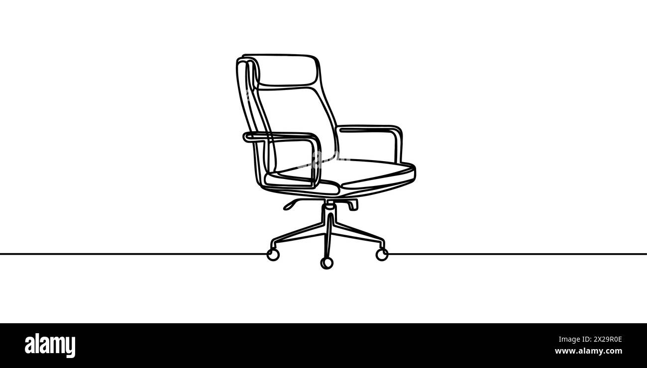 Computer chair, one line drawing, vector illustration Stock Vector ...
