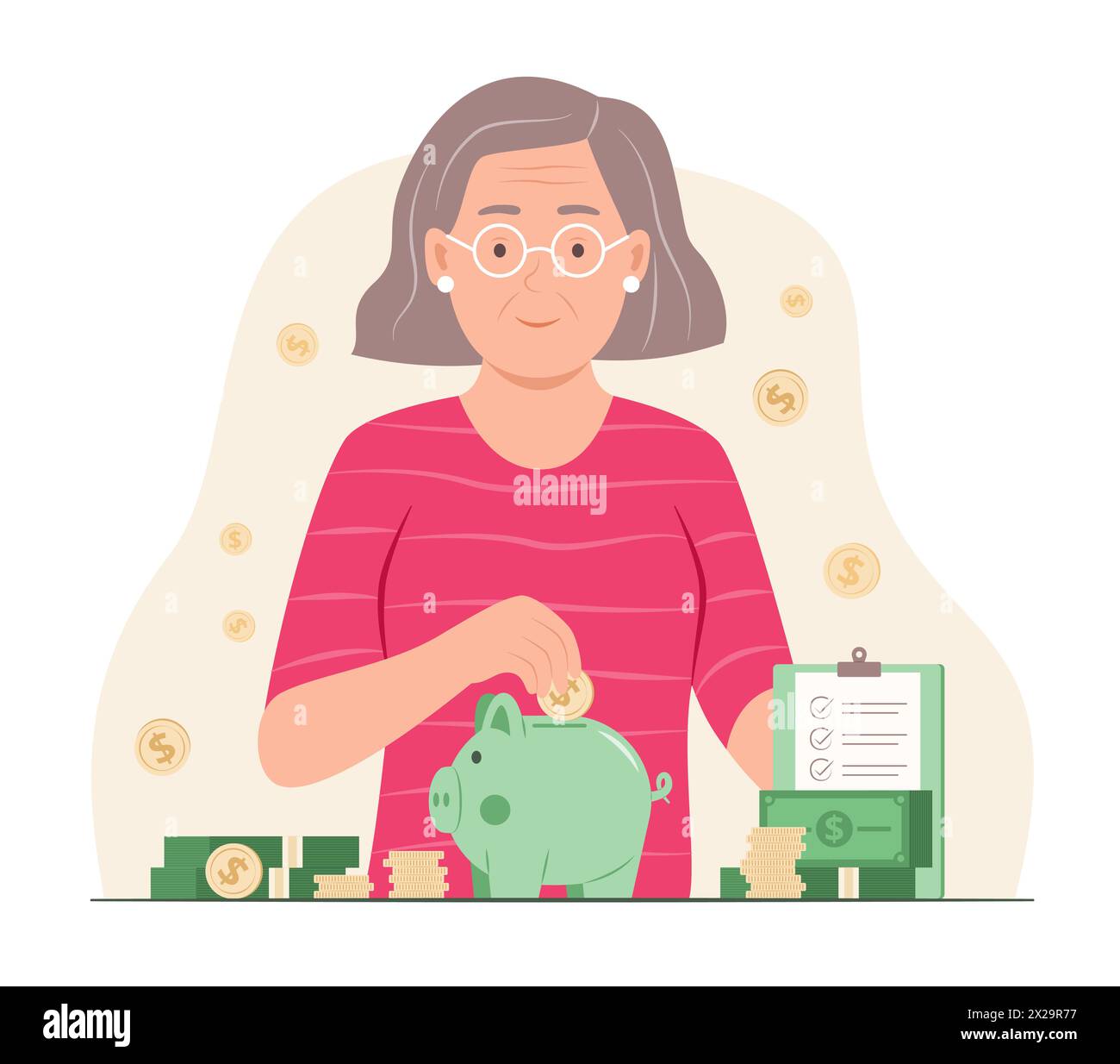 Mature woman savings Stock Vector Images - Alamy