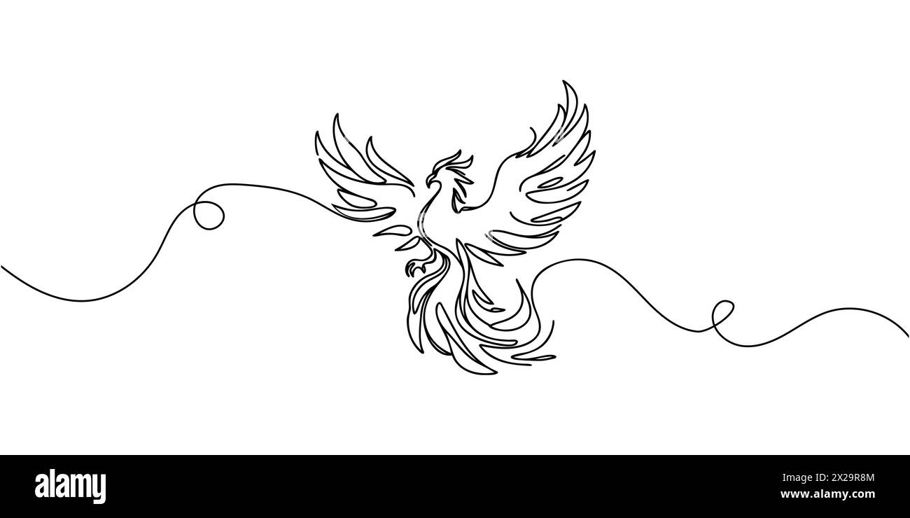 One continuous drawing of a Phoenix bird drawn in one line Stock Vector ...