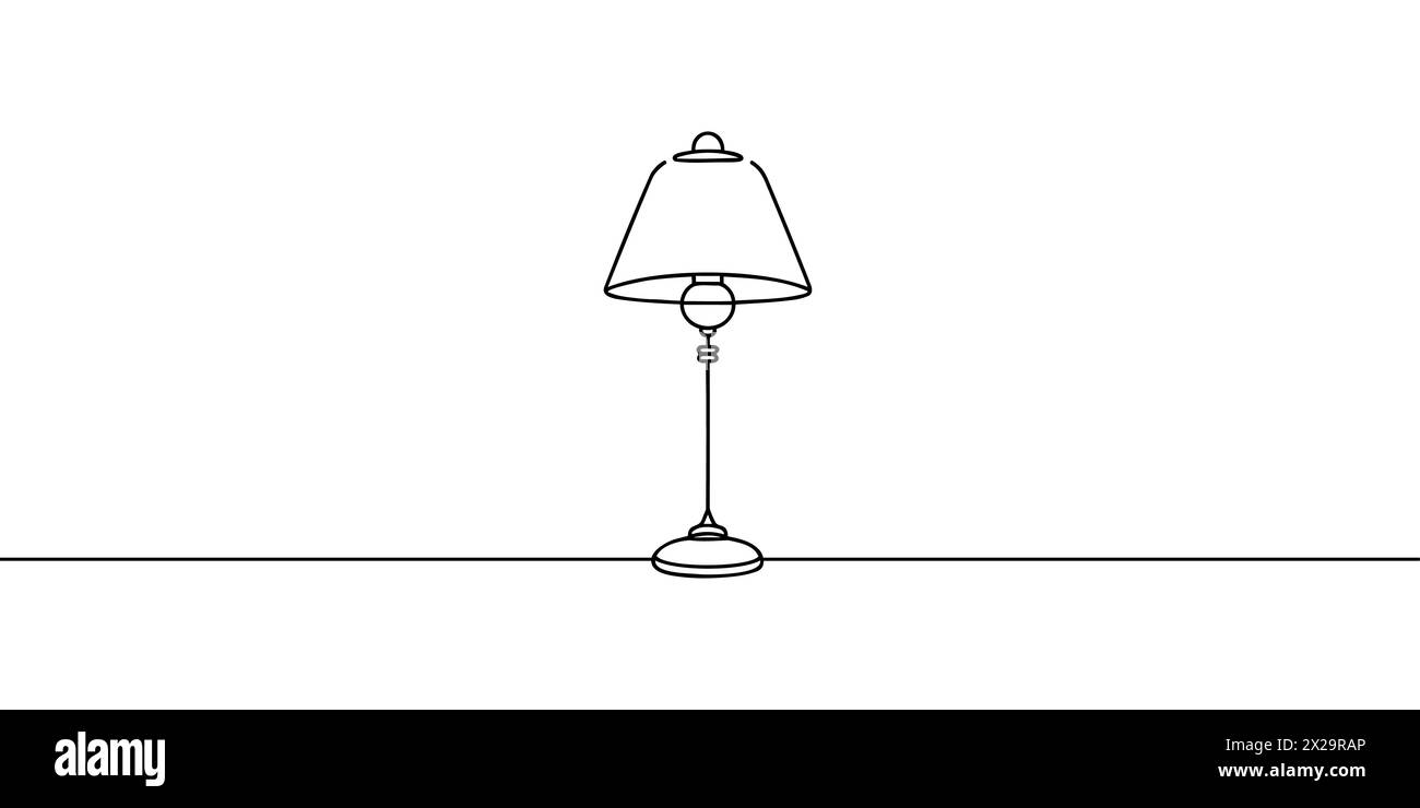Continuous one line drawing. Lamp on the table. Vector illustration ...