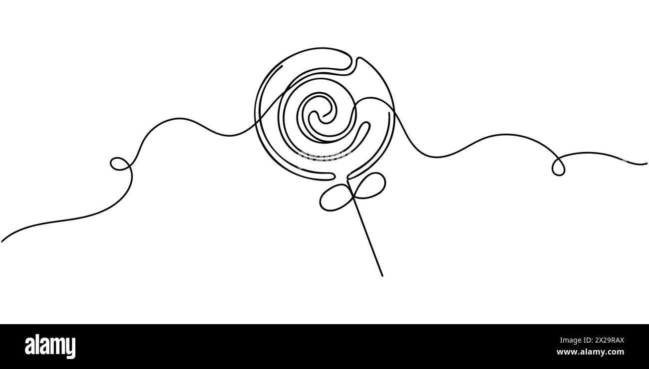 Candy in one continuous line drawing, . Contour icon. Doodle vector ...