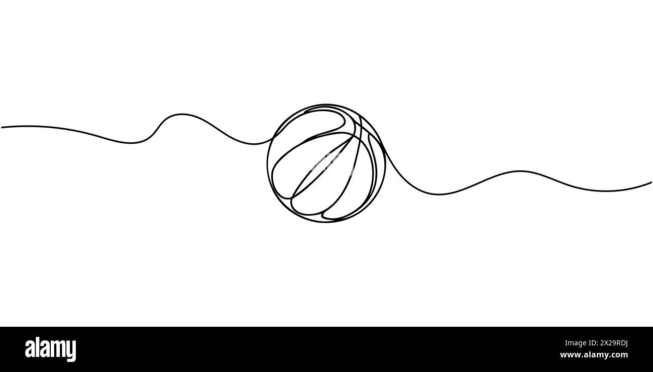 Continuous one line drawing. Basketball icon. Vector illustration Stock ...