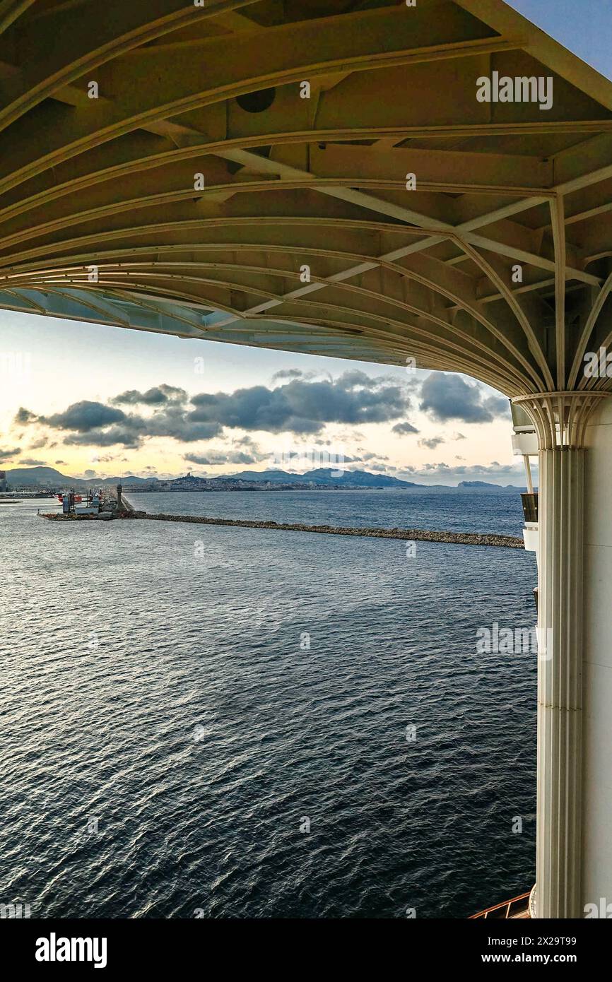 View of beautiful sunset with pepper clouds, sea and waves view from ...