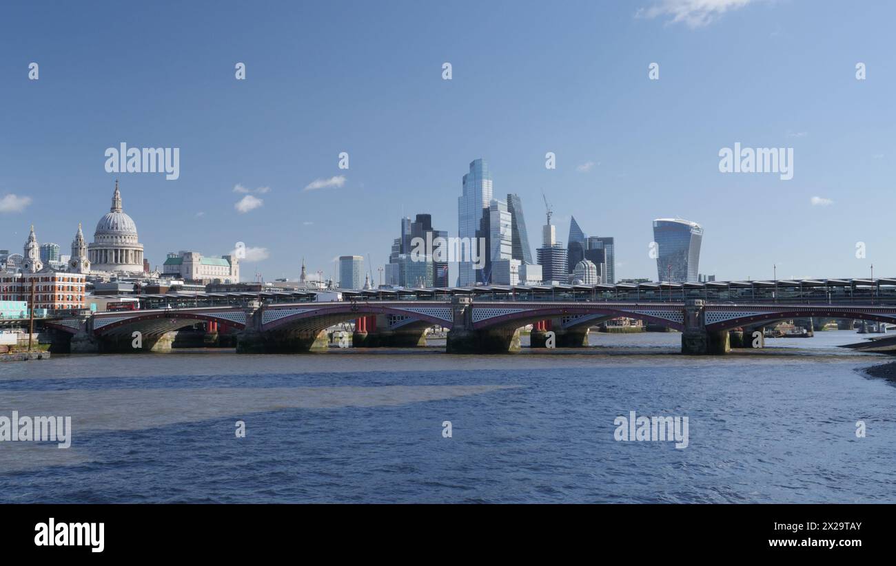 The City of London and St Paul's cathedral with Blackfriars Bridge ...
