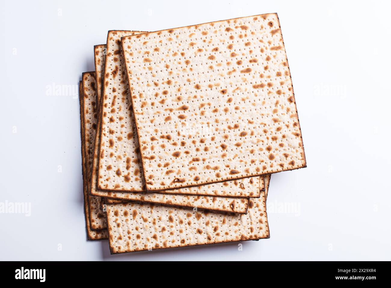 Matzah on a white background. Traditional food for the Jewish holiday ...