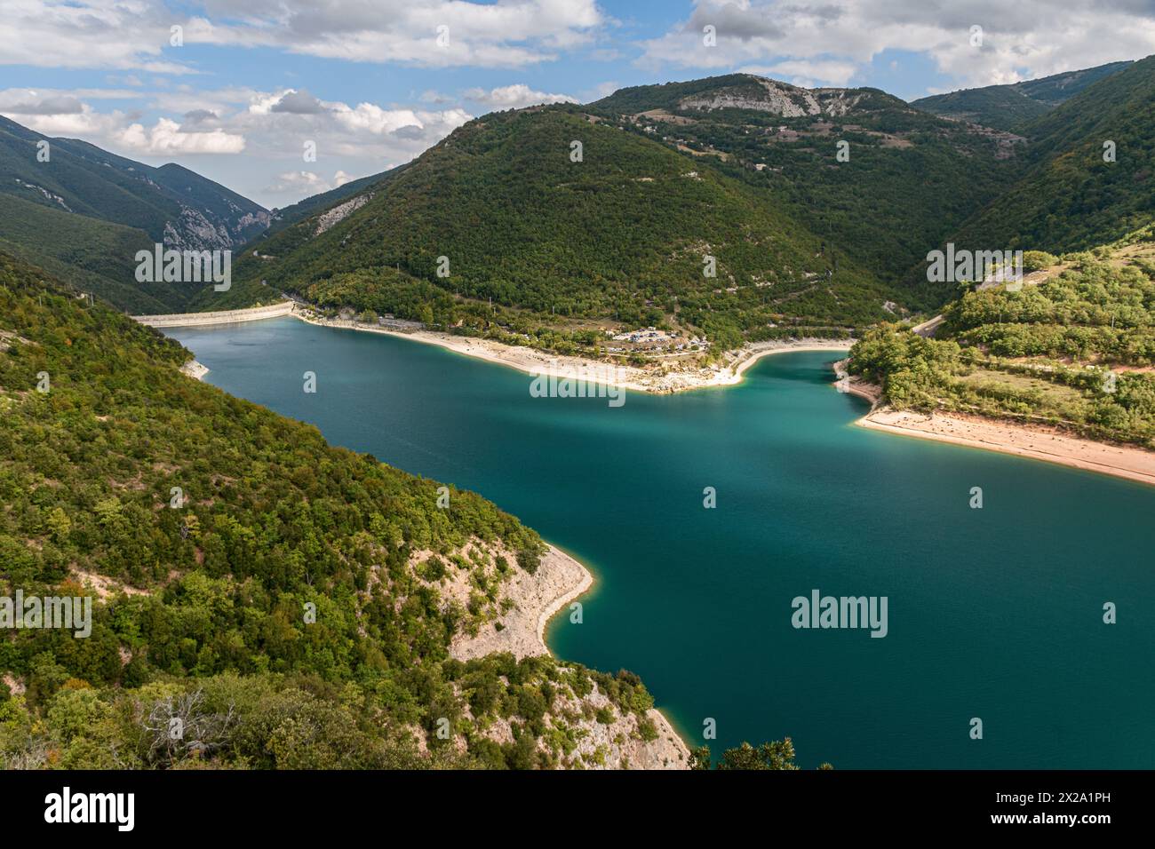 Aerial view of lake Fiastra in Sibillini mountains. Marche, Italy Stock ...