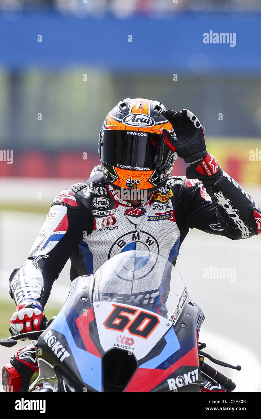 ASSEN - Michael van der Mark (NED) on his BMW reacts after the second ...