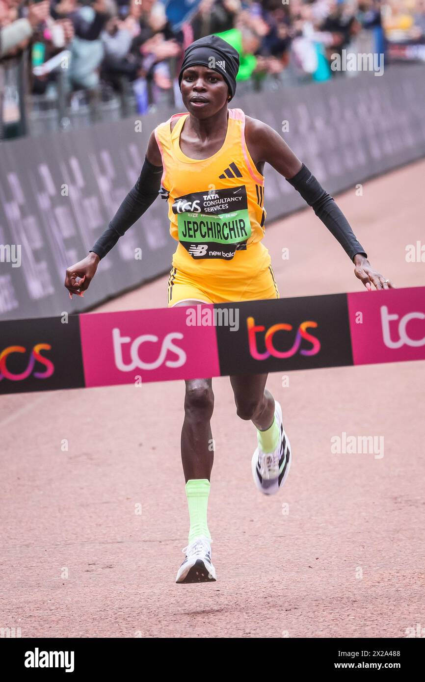 London, UK. 21st Apr, 2024. Women's race winner Peres Jepchirchir (KEN ...