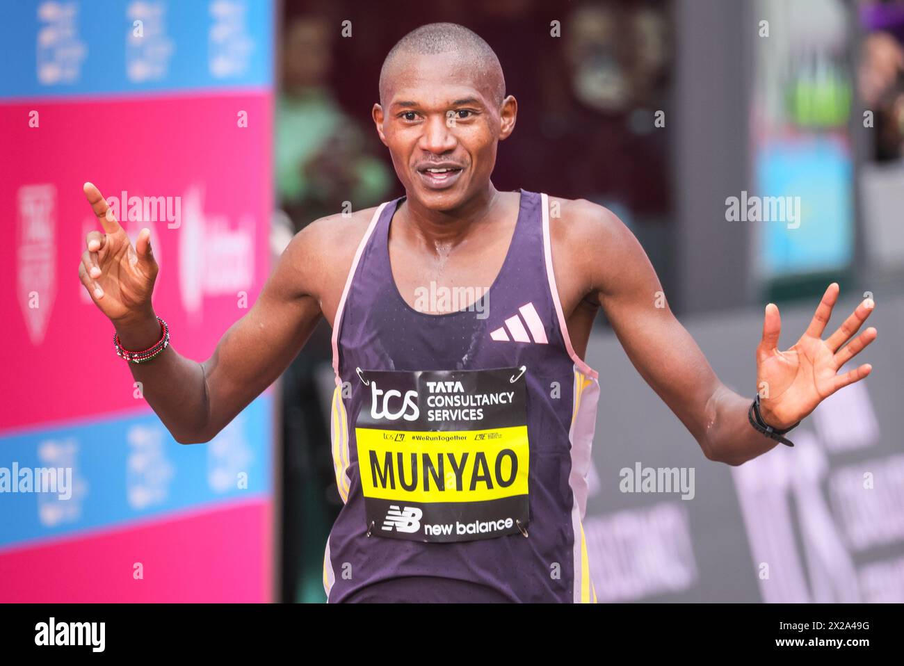 London, UK. 21st Apr, 2024. Men's race winner London, Men's race winner ...