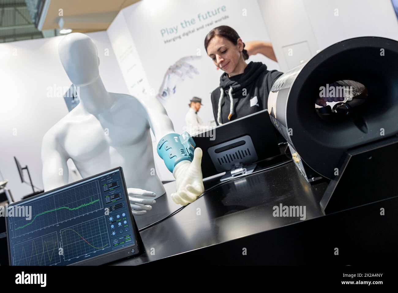 Hanover, Germany. 21st Apr, 2024. Katharina Jag-Lauber, an employee of ...