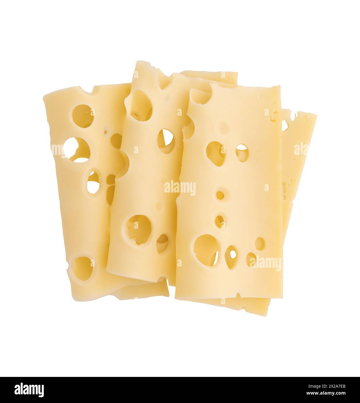 folded slices of cheese isolated on white background with clipping path ...