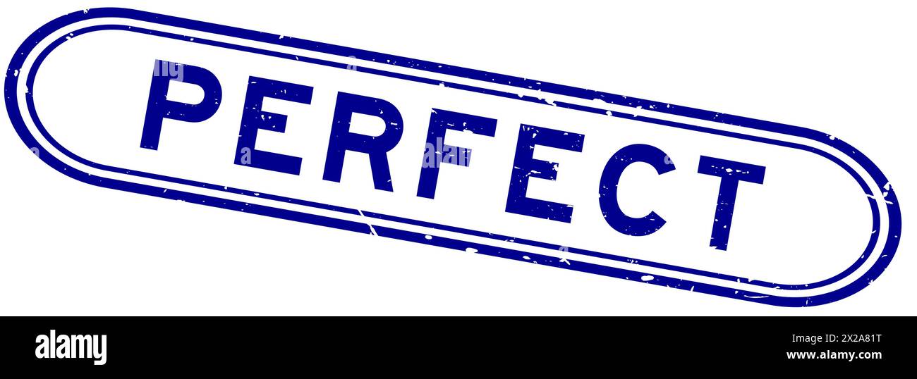 Grunge blue perfect word rubber seal stamp on white background Stock ...
