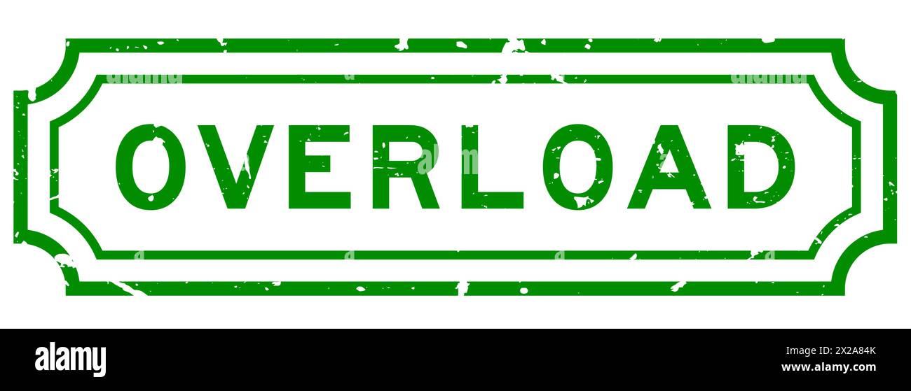 Grunge green overload word rubber seal stamp on white background Stock ...