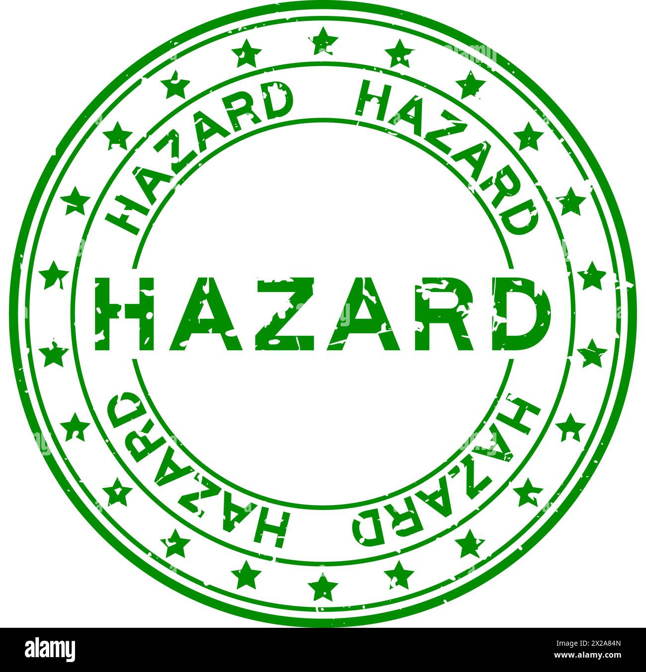 Grunge green hazard word round rubber seal stamp on white background ...
