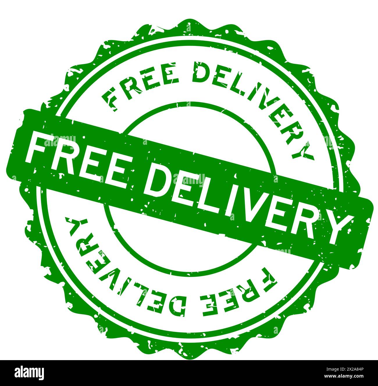 Grunge green free delivery word round rubber seal stamp on white ...