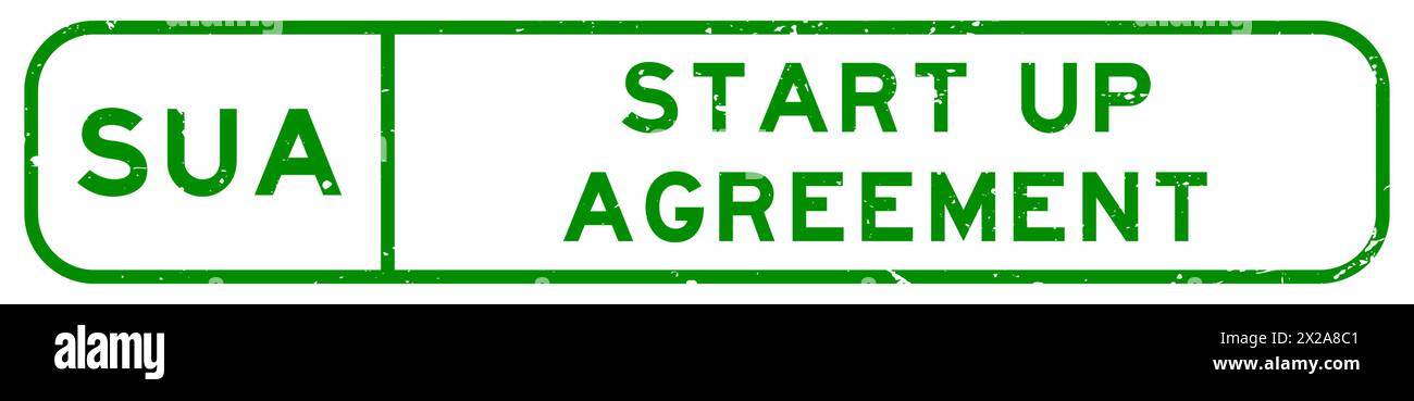 Grunge green SUA Start up agreement word square rubber seal stamp on ...