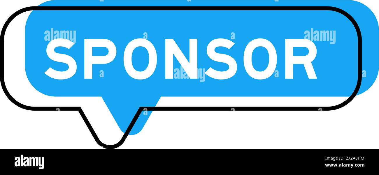 Speech banner and blue shade with word sponsor on white background ...