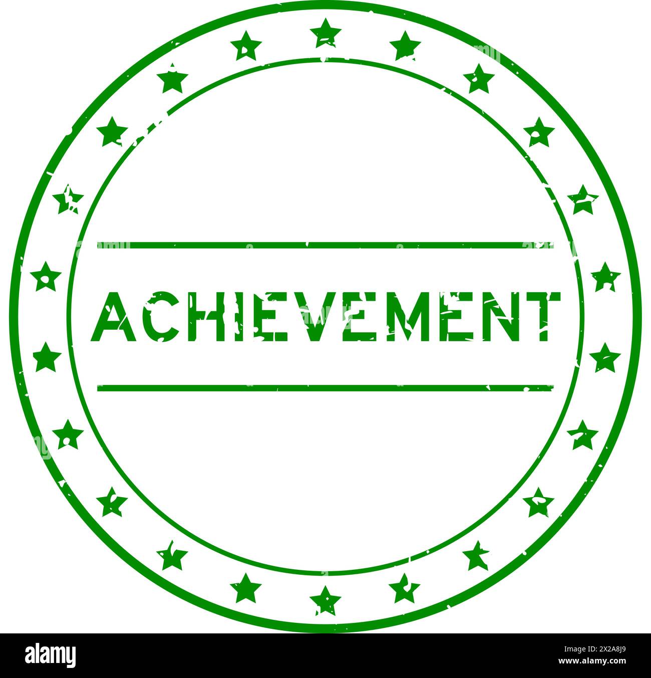 Grunge green achievement word round rubber seal stamp on white ...