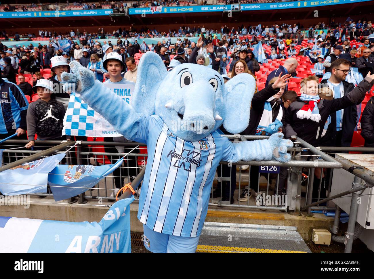 Coventry City fans and mascot Sky Blue Sam during the Emirates FA Cup ...