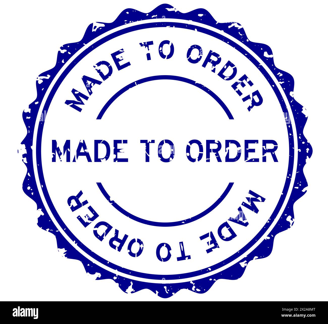 Grunge blue made to order word round rubber seal stamp on white ...