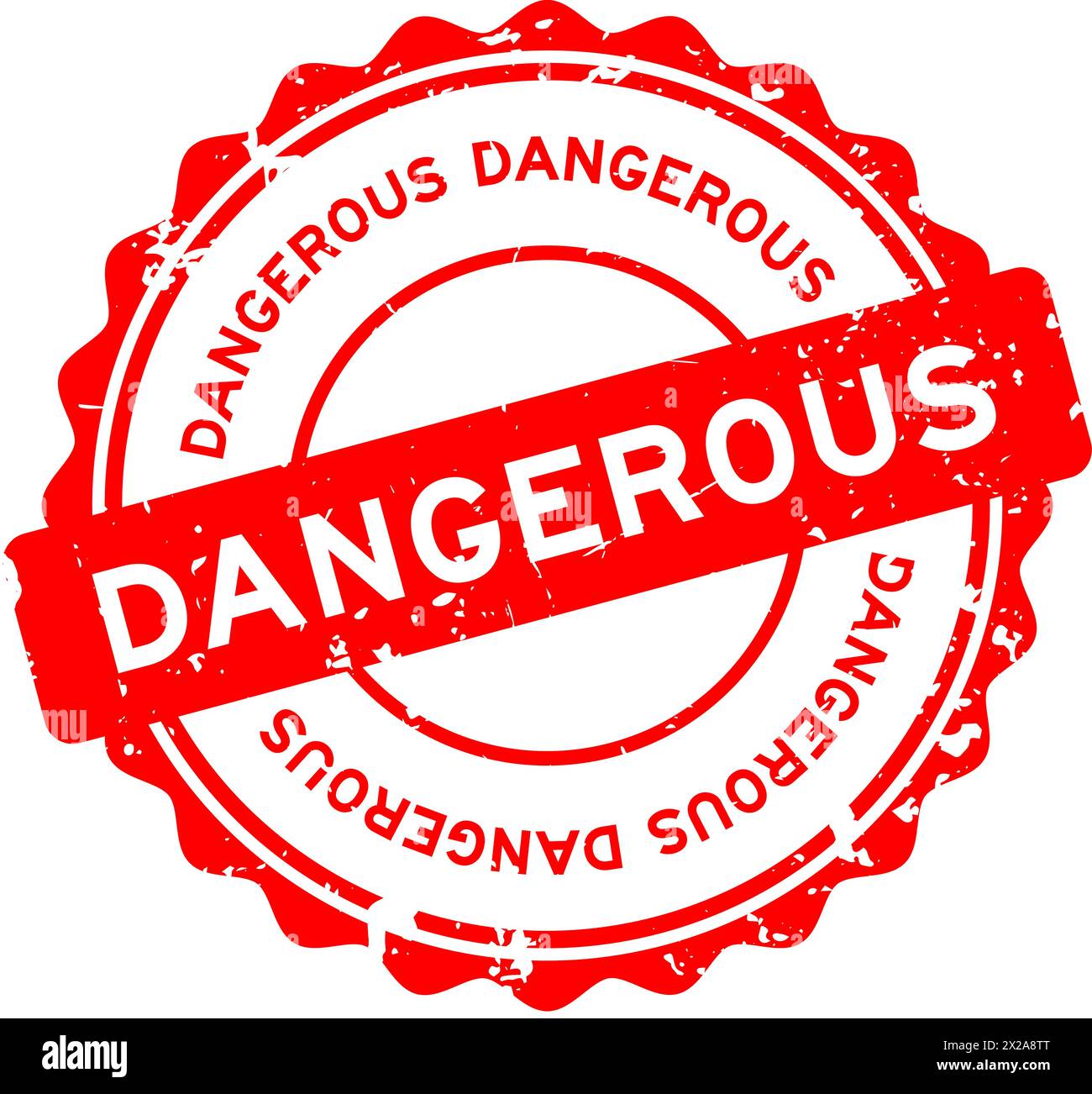 Grunge red dangerous word round rubber seal stamp on white background ...