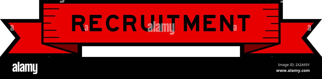 Ribbon label banner with word recruitment in red color on white ...
