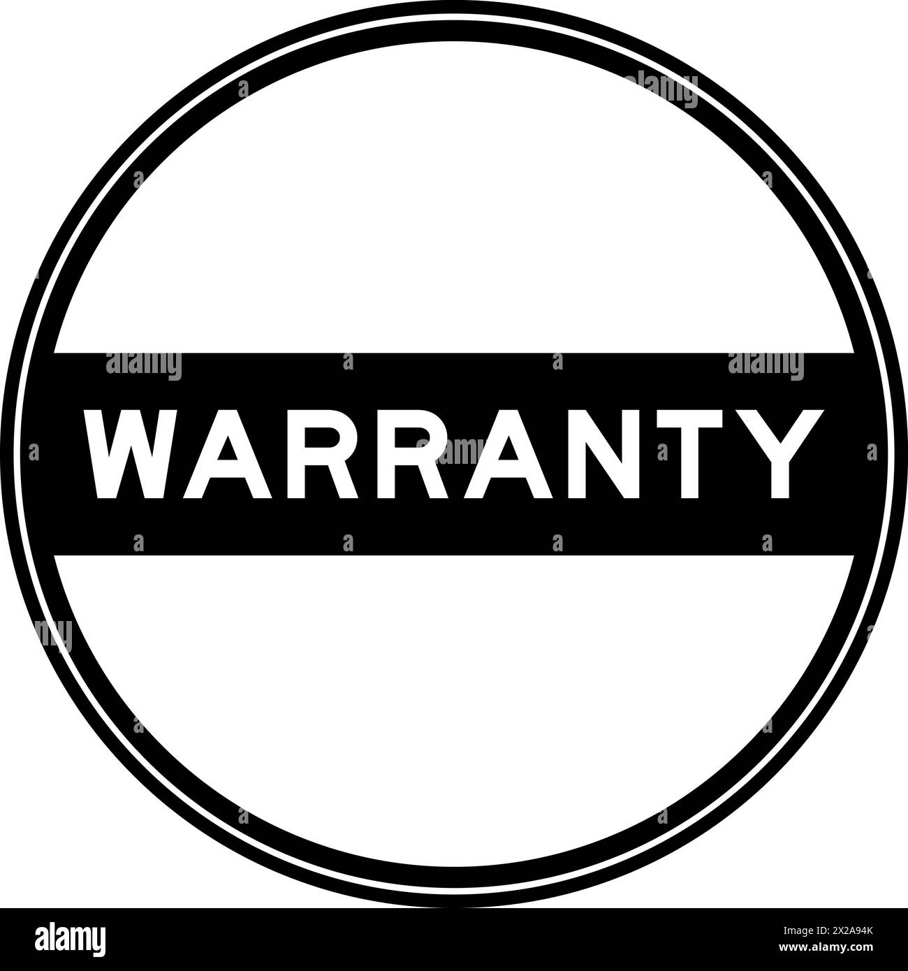 Black color round seal sticker in word warranty on white background ...